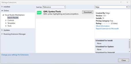QML Extension for Visual Studio: Qt Quick Syntax Highlighting and Autocompletion